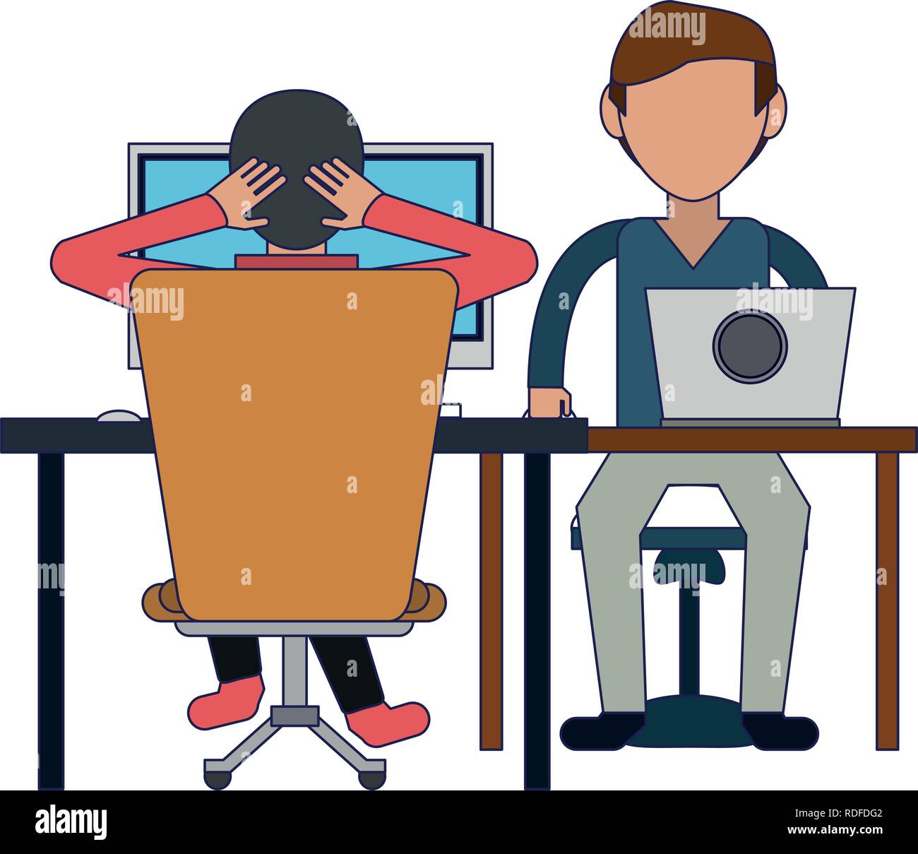 students working with computer Stock Vector Image & Art - Alamy