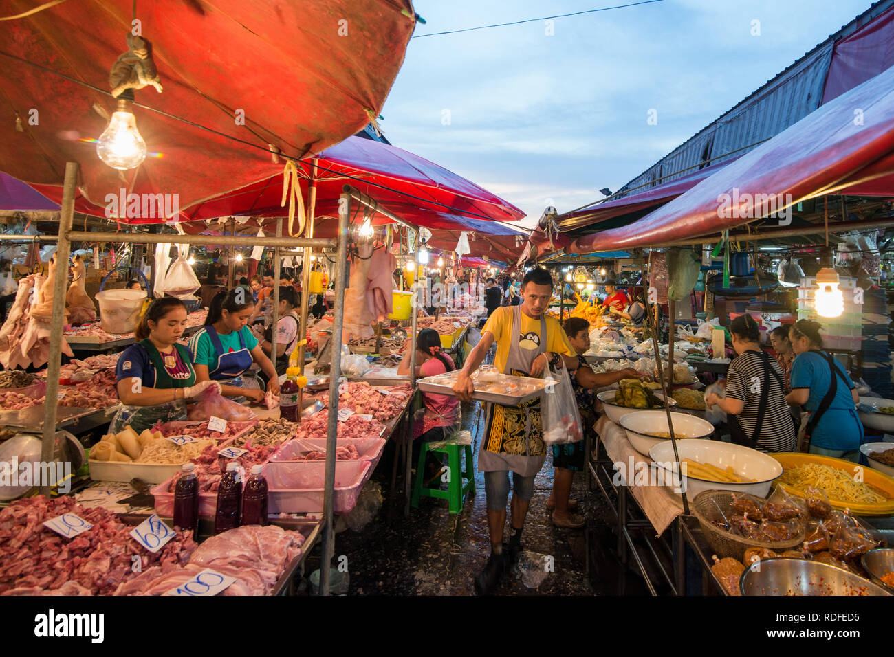 the meat market at the food Market at the Khlong Toey Market in Khlong ...
