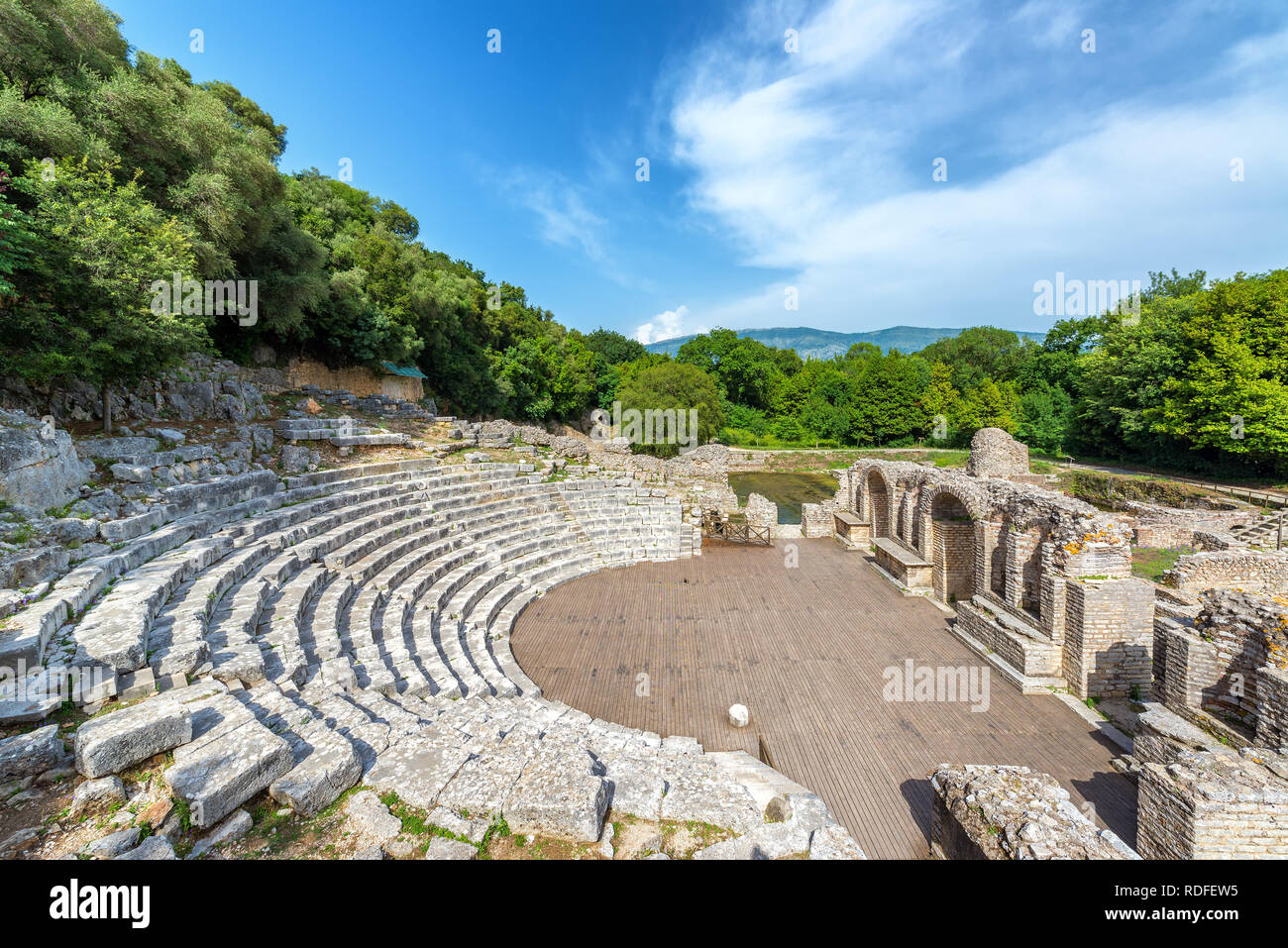 Ancient theater in the ruins of Butrint in southern Albania Stock Photo ...