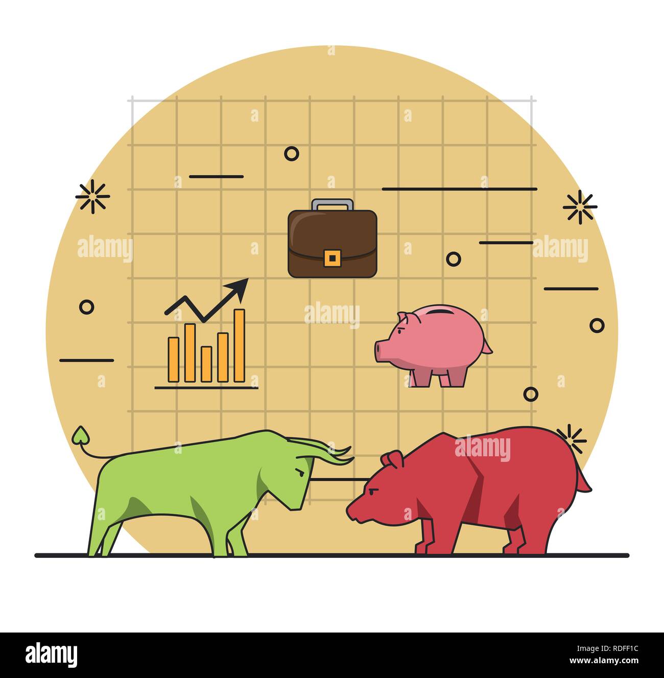 Stock market cartoon bull bear hi-res stock photography and images - Alamy
