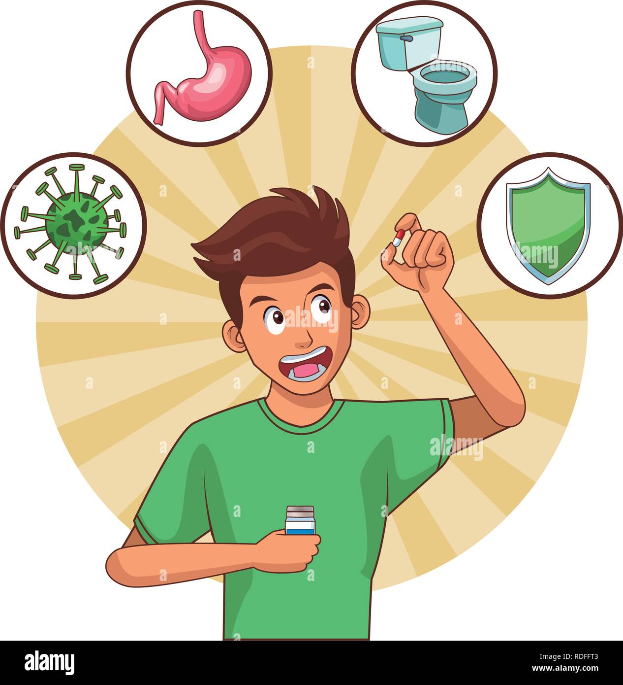 Taking a pill illustration Stock Vector Images - Alamy