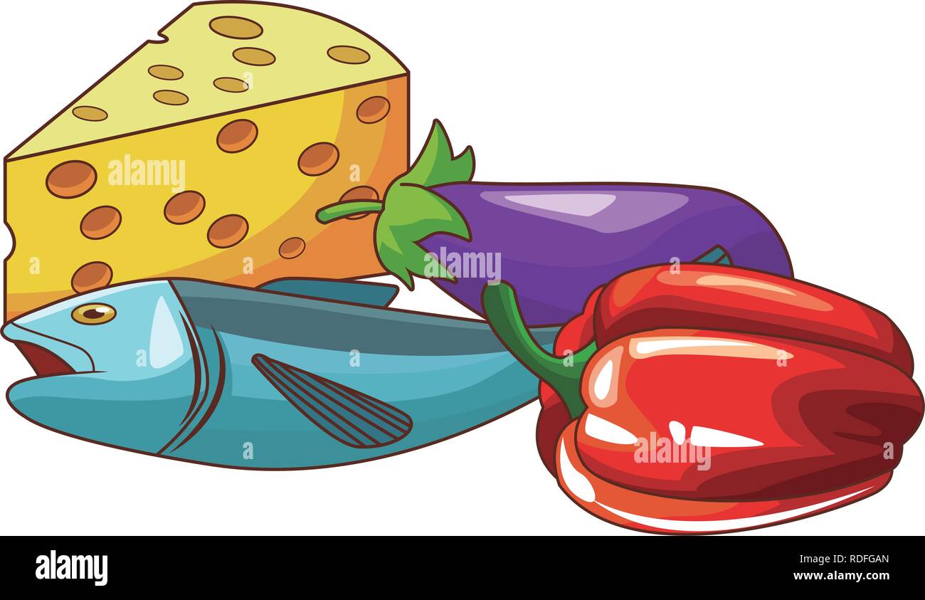 Salmon salad vegetables fish Stock Vector Images - Alamy