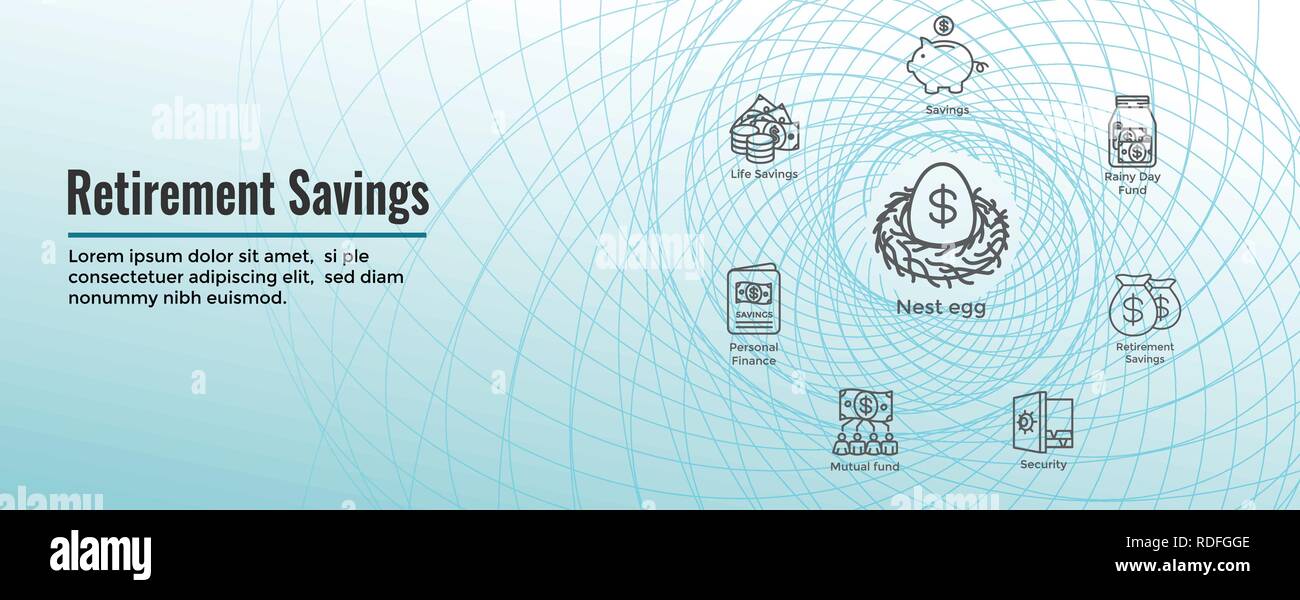 Retirement Account & Savings Icon Set Web Header Banner - Mutual Fund ...