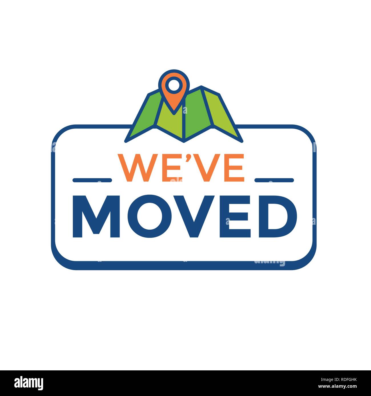 We've Moved Sign w Text Typography and icon to convey moving Stock ...