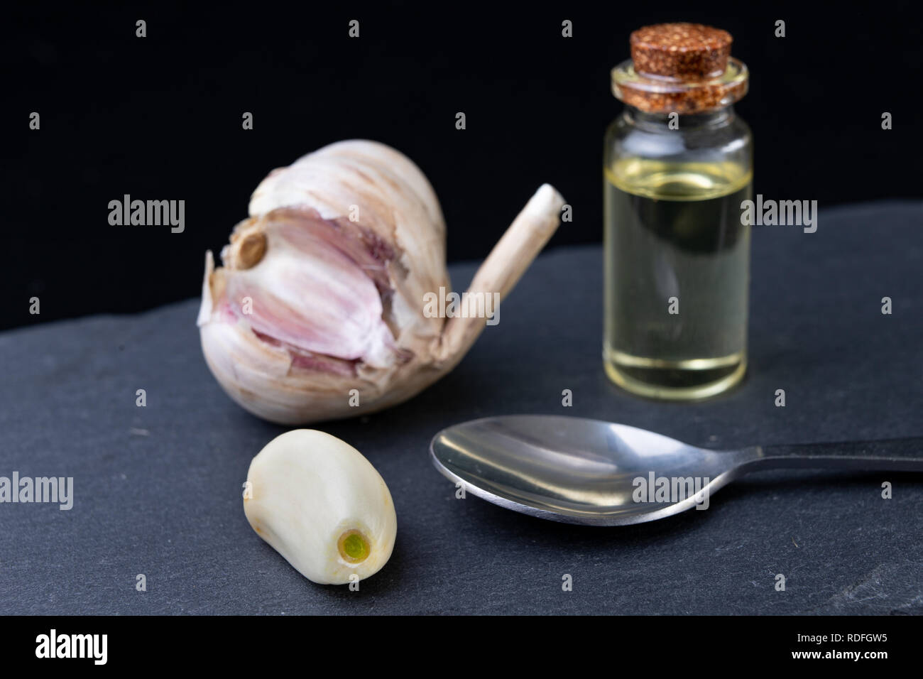 Garlic and medicinal juice for colds. Home remedies for colds. Dark ...