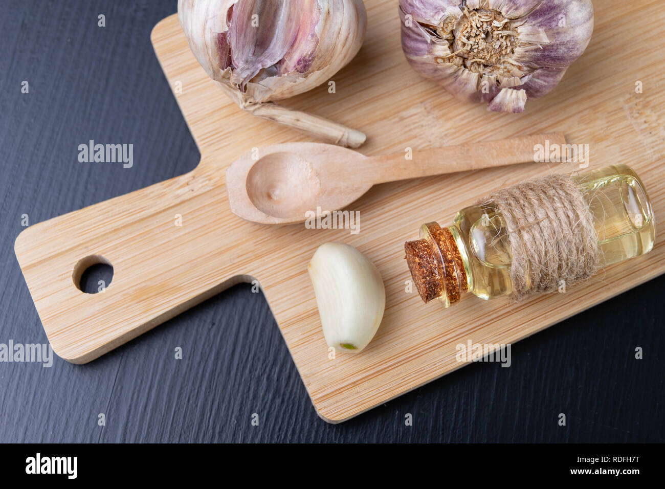 Garlic and medicinal juice for colds. Home remedies for colds. Dark ...