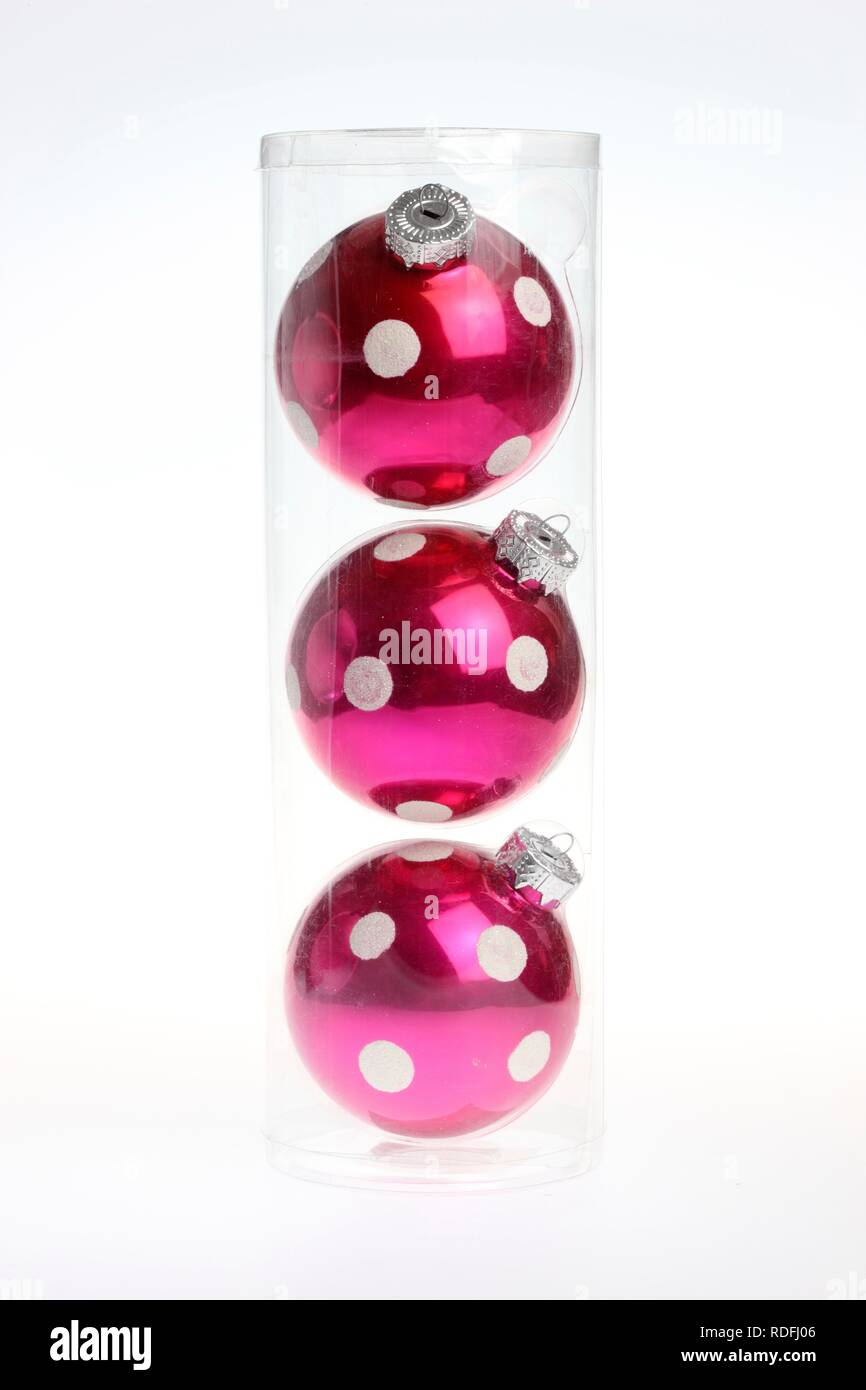 Christmas decoration, Christmas tree balls in transparent packaging ...