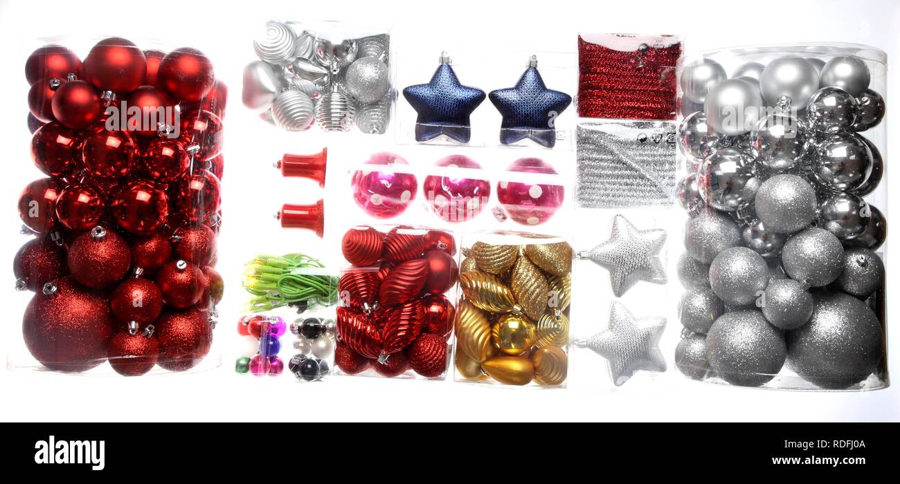 Christmas decorations, Christmas tree balls in transparent packaging ...