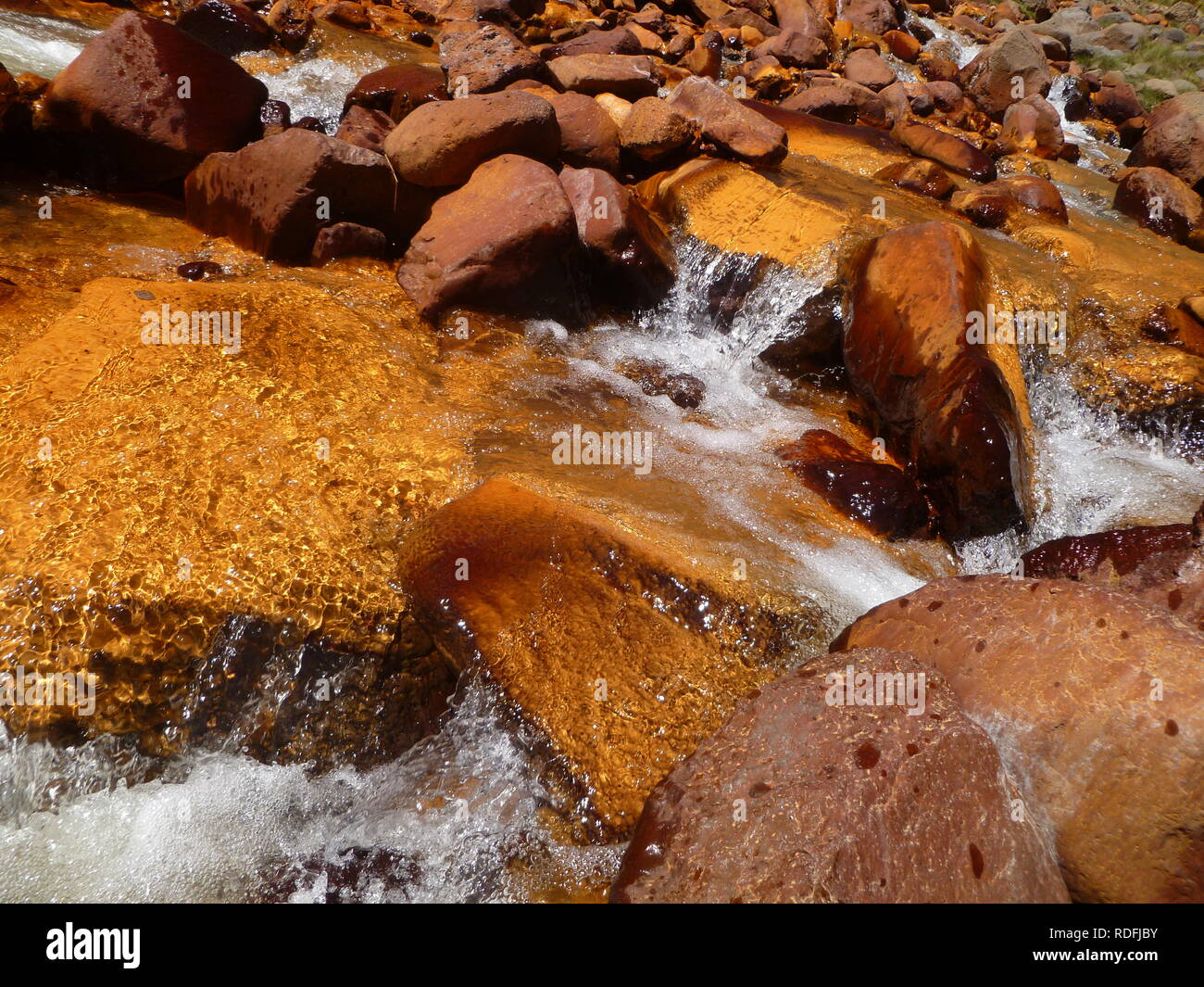 Detail of waterfall, close up of a cascade. Waterfall on the river ...