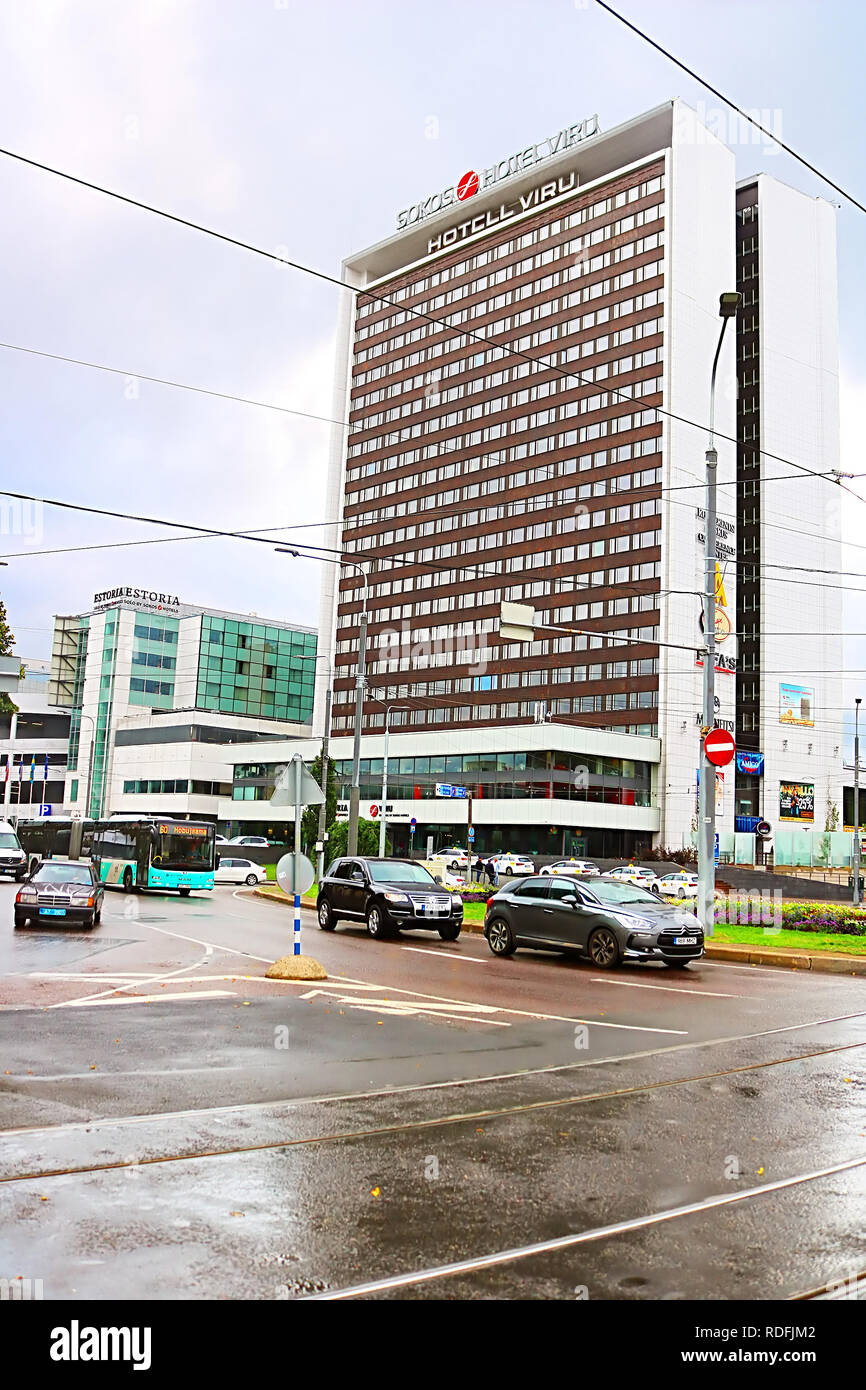 TALLINN, ESTONIA - AUGUST 30, 2018: Hotel Viru in Tallinn. During the ...