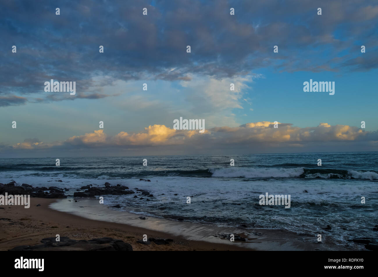 Picturesque and rocky Ballito beach landscape in north Durban , KZN ...