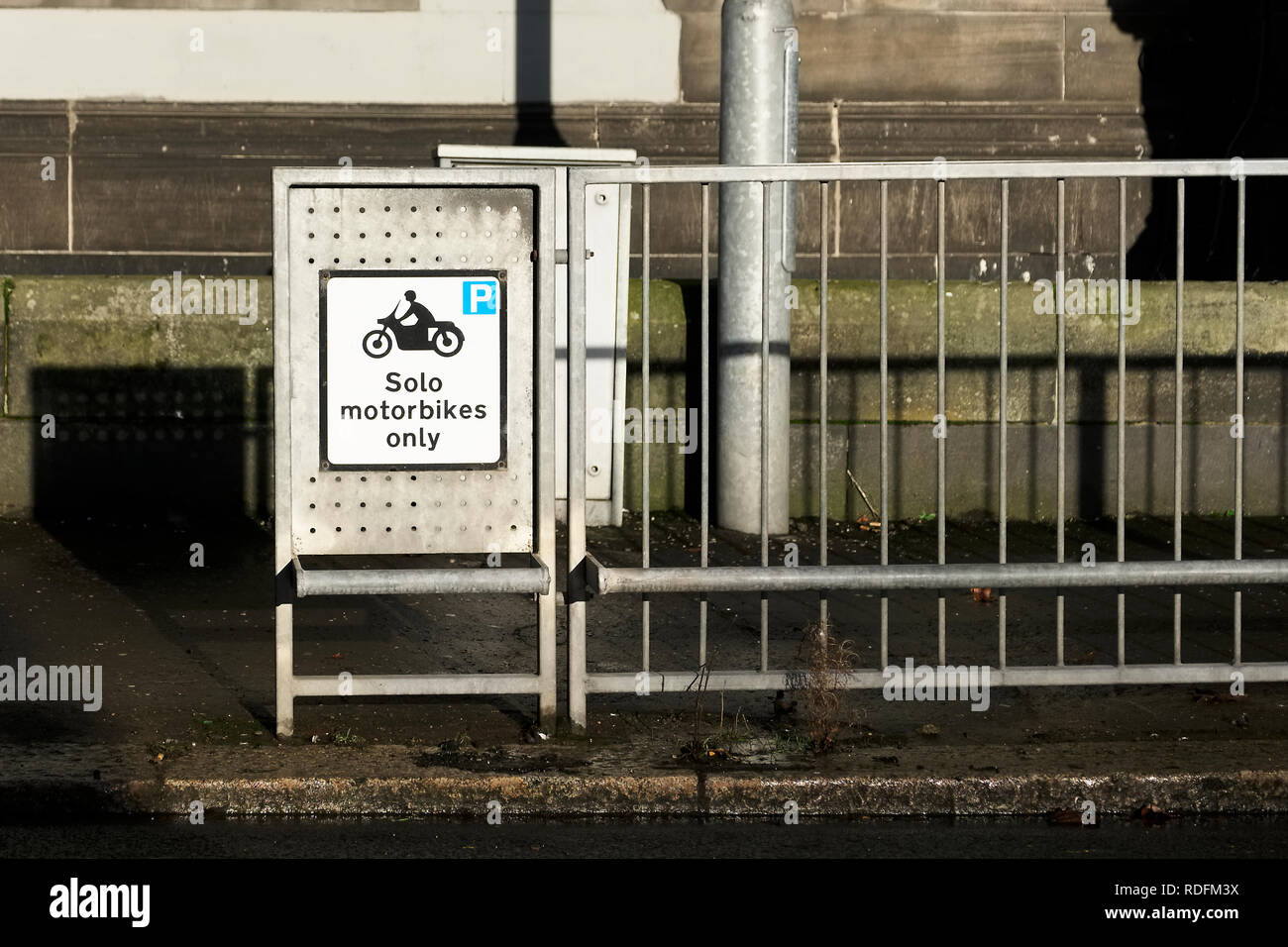 Solo motorcycles and motor bikes only lane road safety sign Stock Photo ...