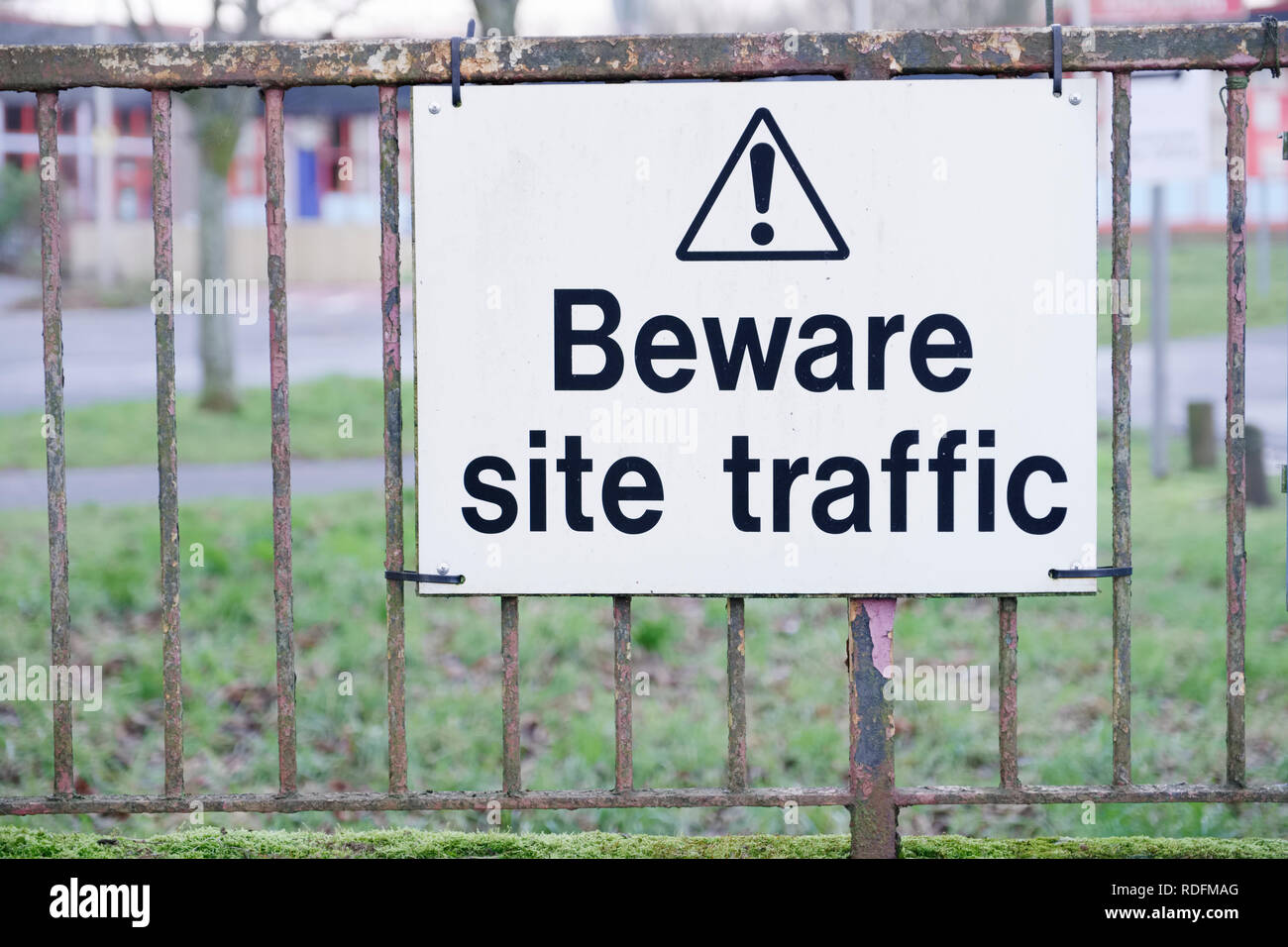 Site traffic beware construction sign Stock Photo - Alamy