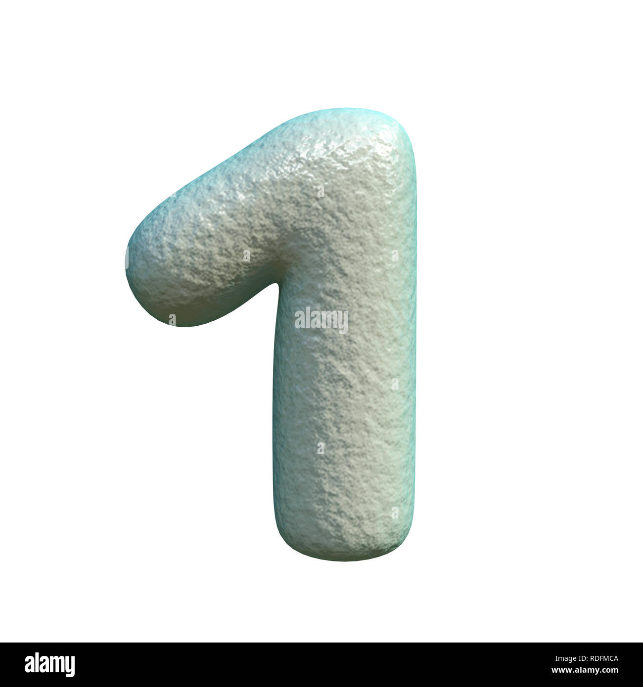 Grey blue clay Number 1 ONE 3D rendering illustration isolated on white ...