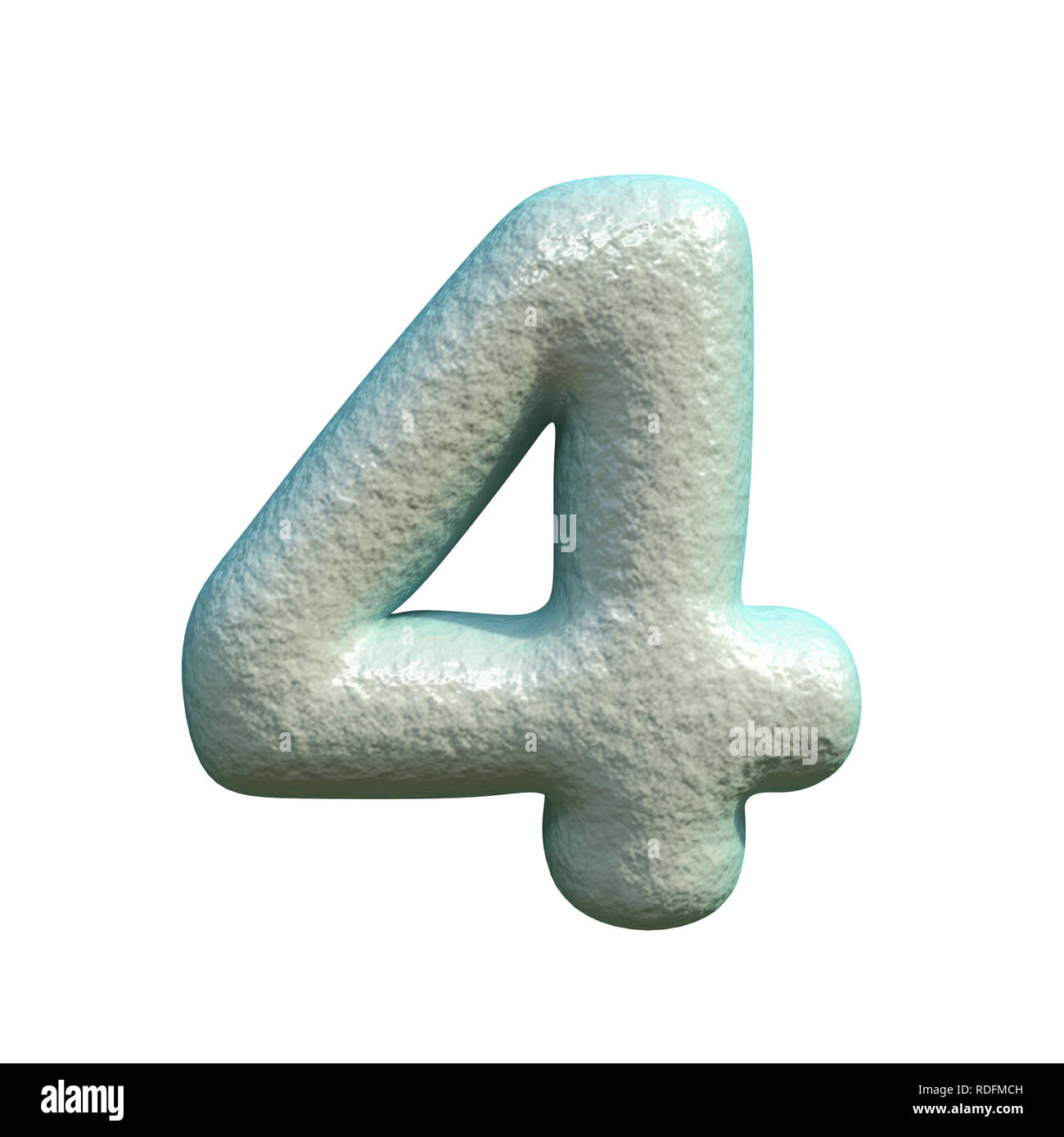 Grey blue clay Number 4 FOUR 3D rendering illustration isolated on ...