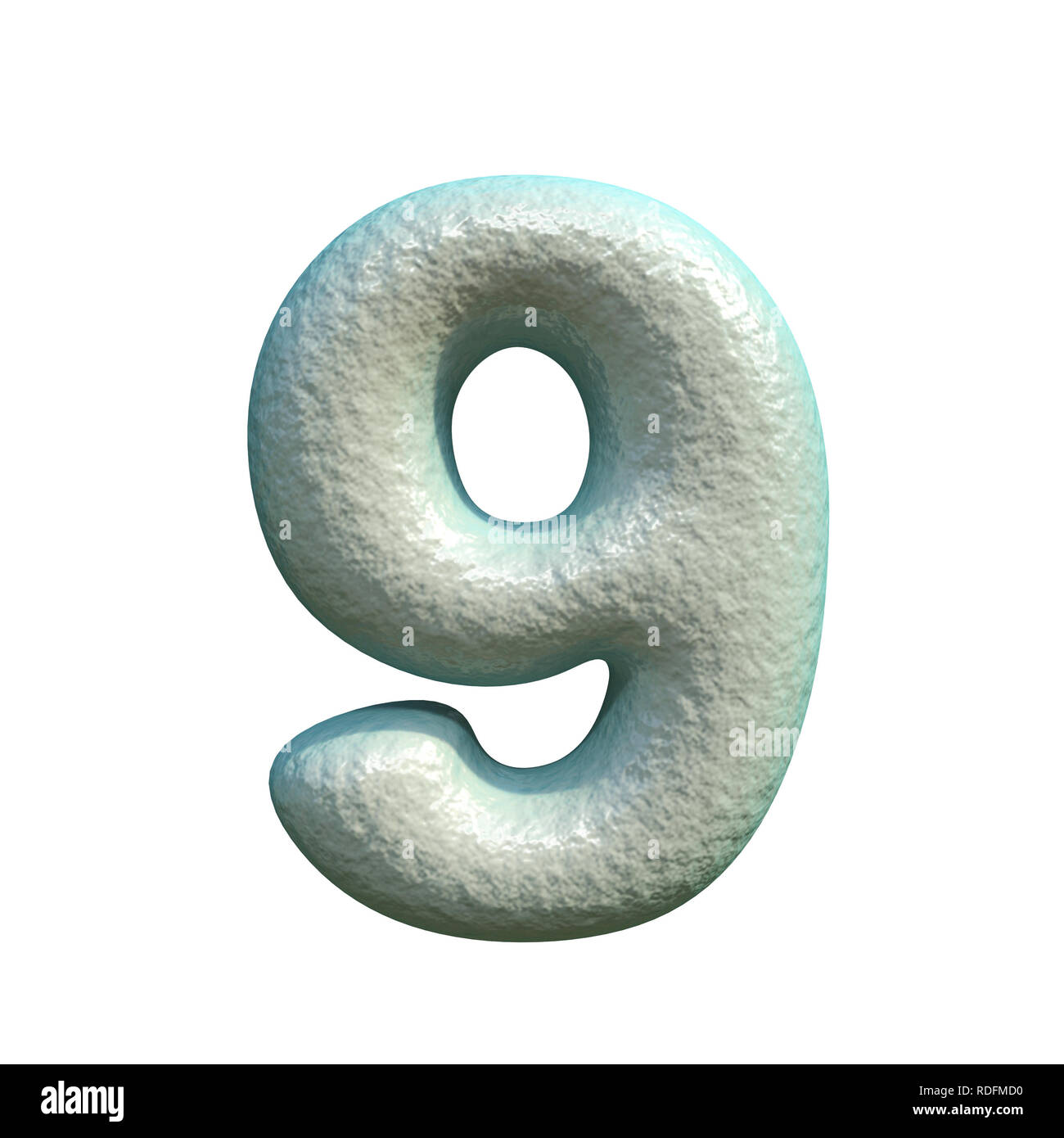 Grey blue clay Number 9 NINE 3D rendering illustration isolated on ...