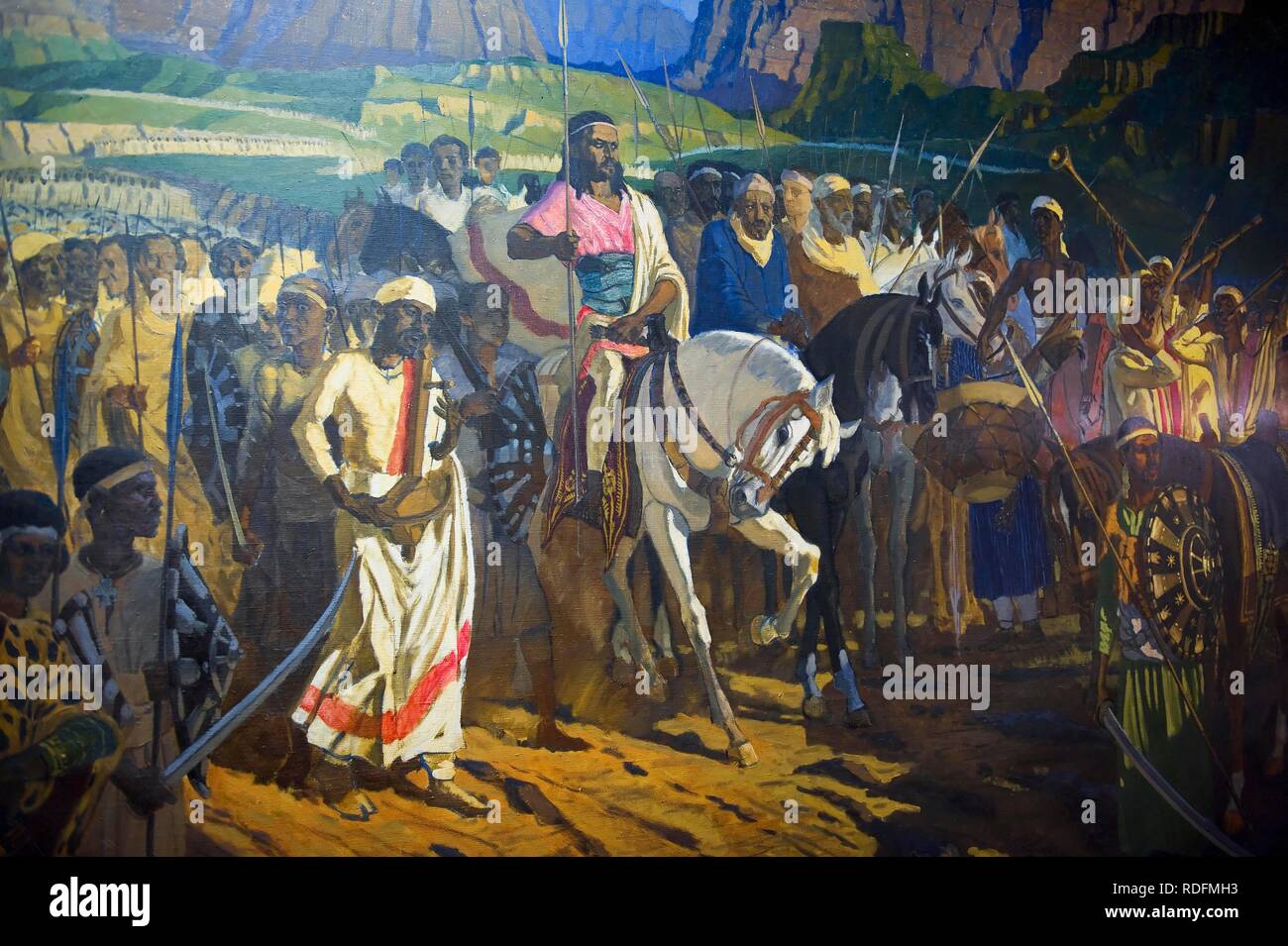 Painting representing Emperor Tewodros II, 1816-1848, Addis Ababa ...