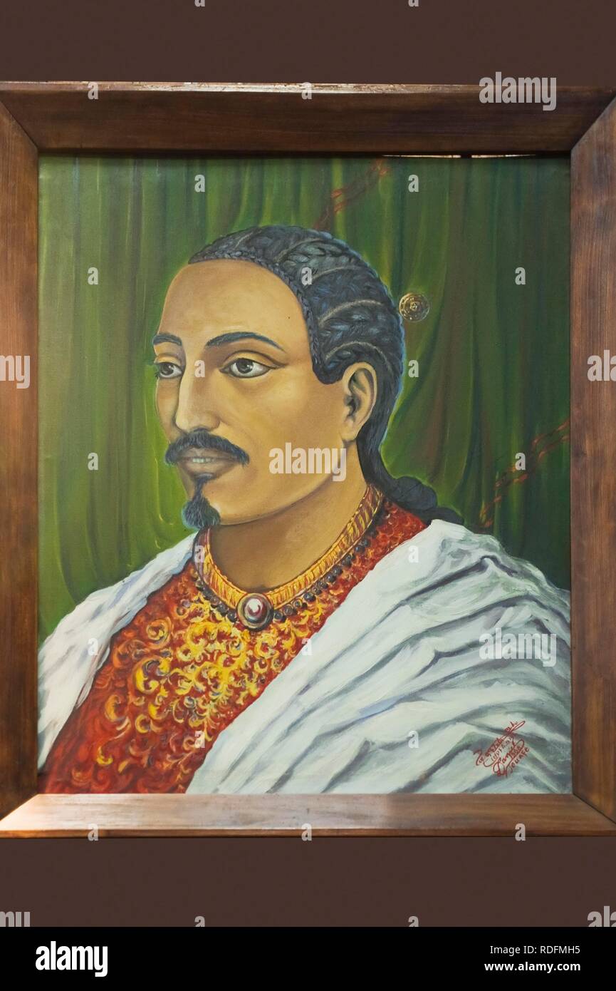 Painting representing Emperor Yohannes IV, 1831-1889, Addis Ababa ...