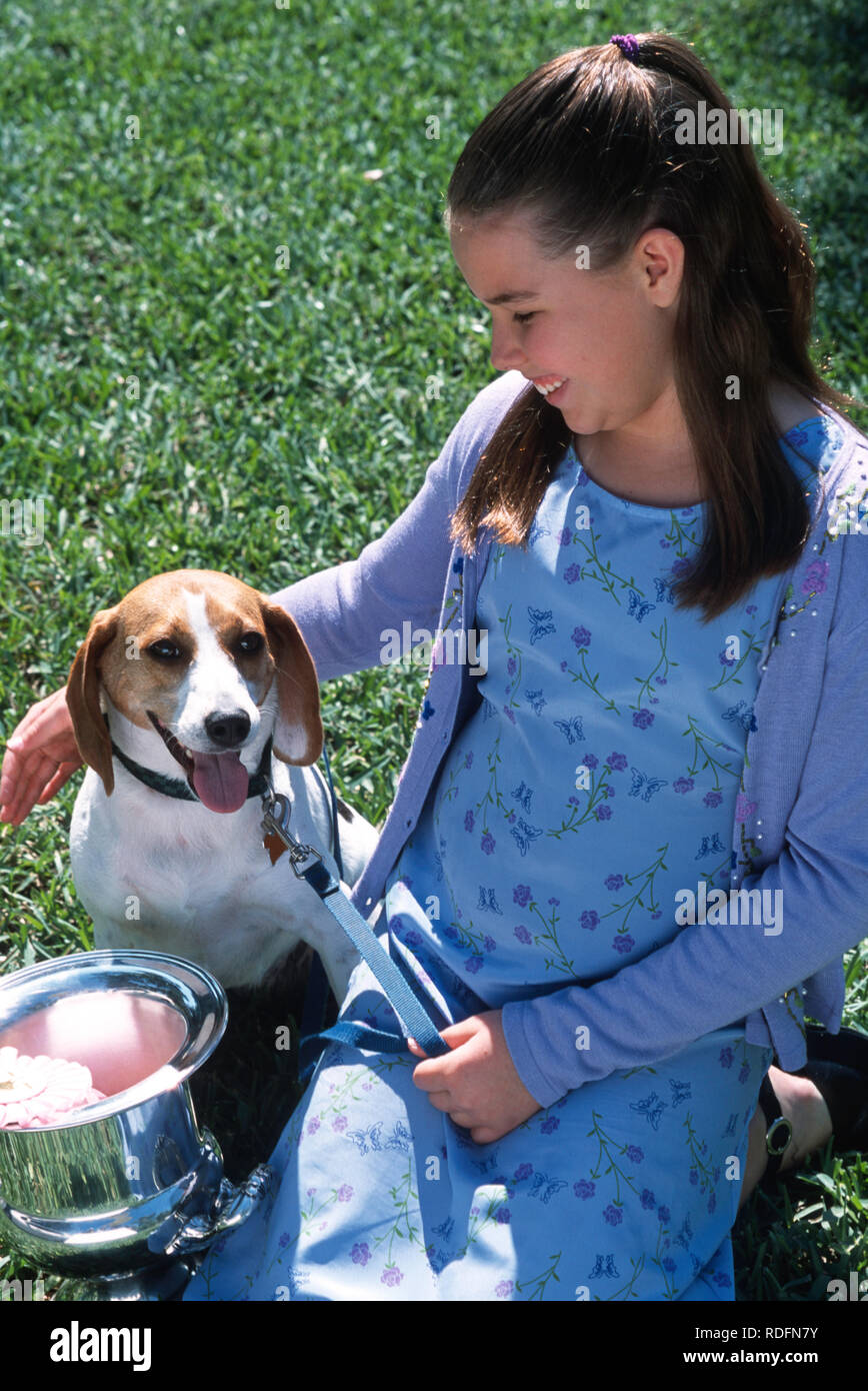 Young Girl and Her Award Winning Beagle, USA Stock Photo - Alamy