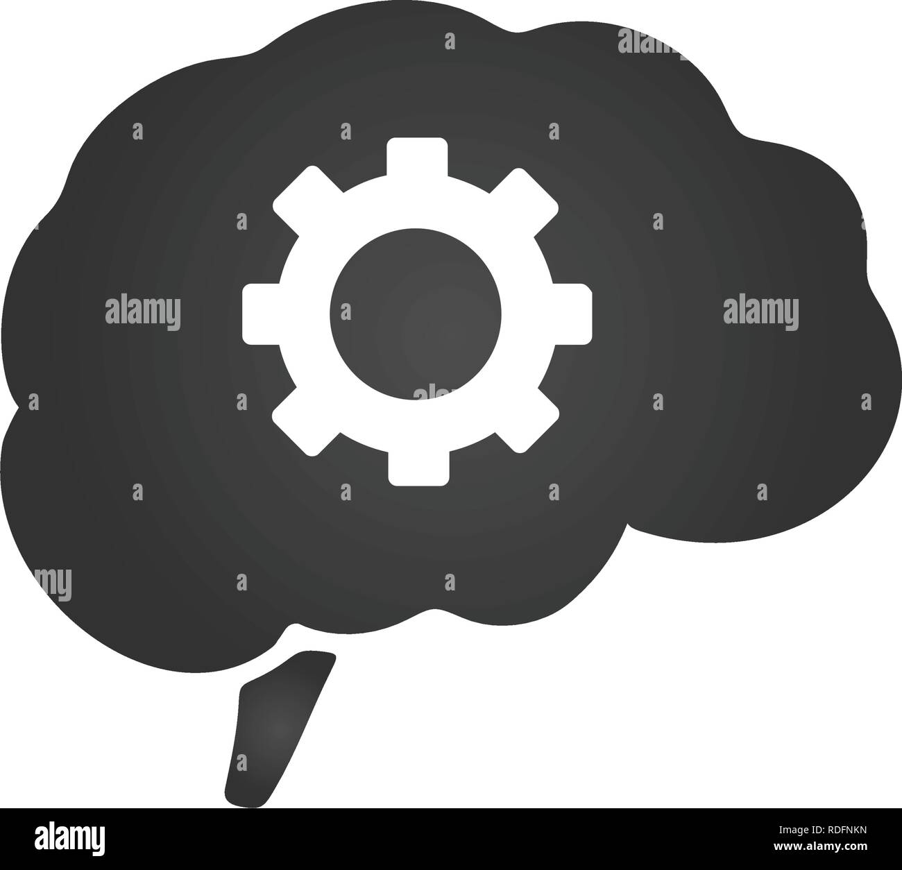 brain with gear icon. Vector isolated illustration isolated on a white ...