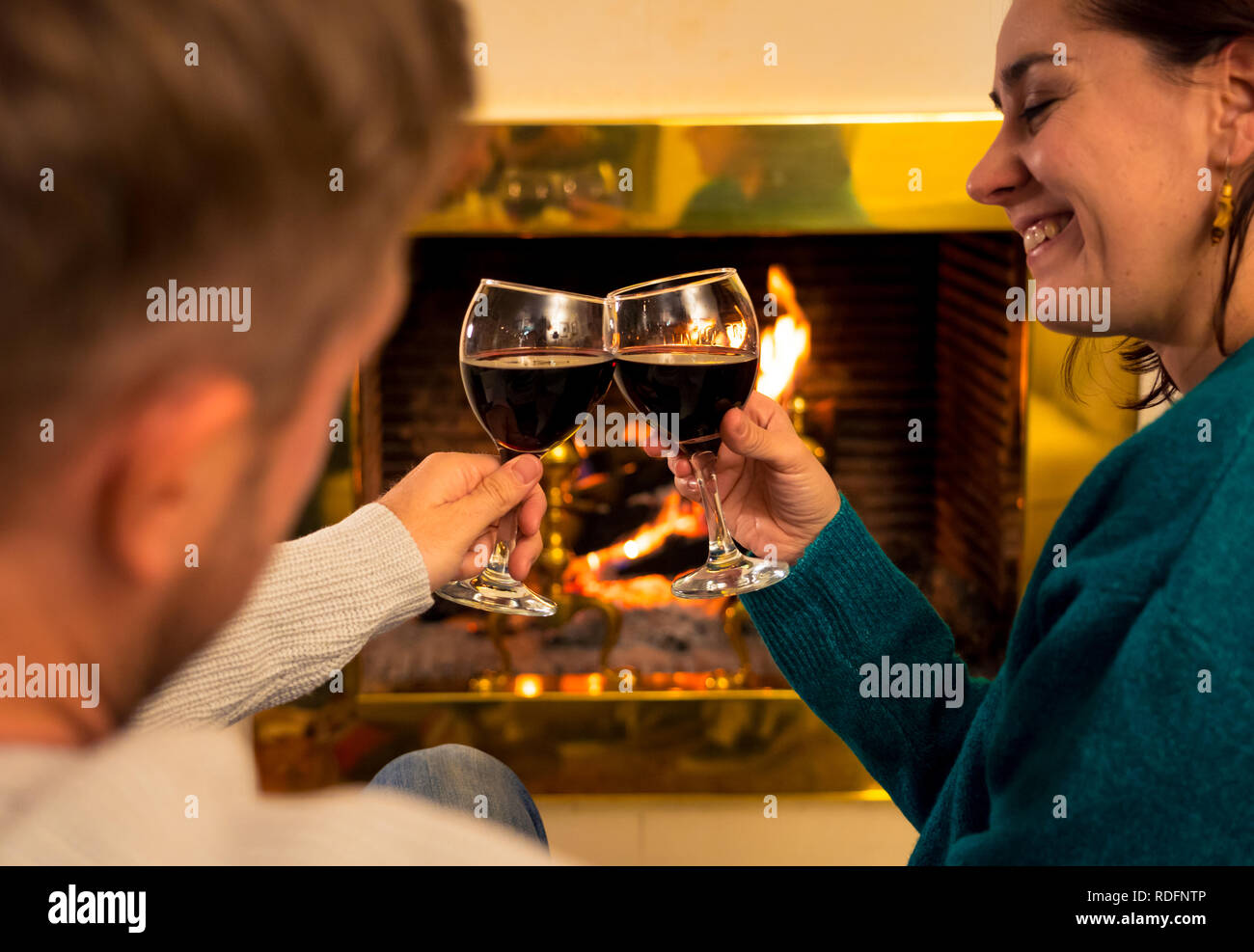 Couple romantic fire hi-res stock photography and images - Alamy
