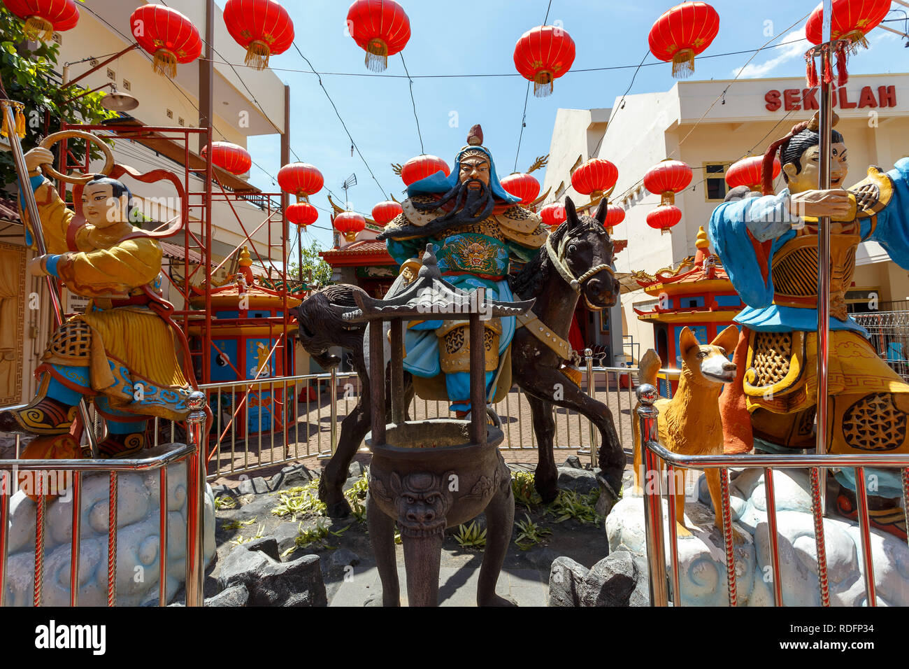 Manado, Indonesia - August 04 2015: Klenteng Kwan Kong Temple courtyard ...