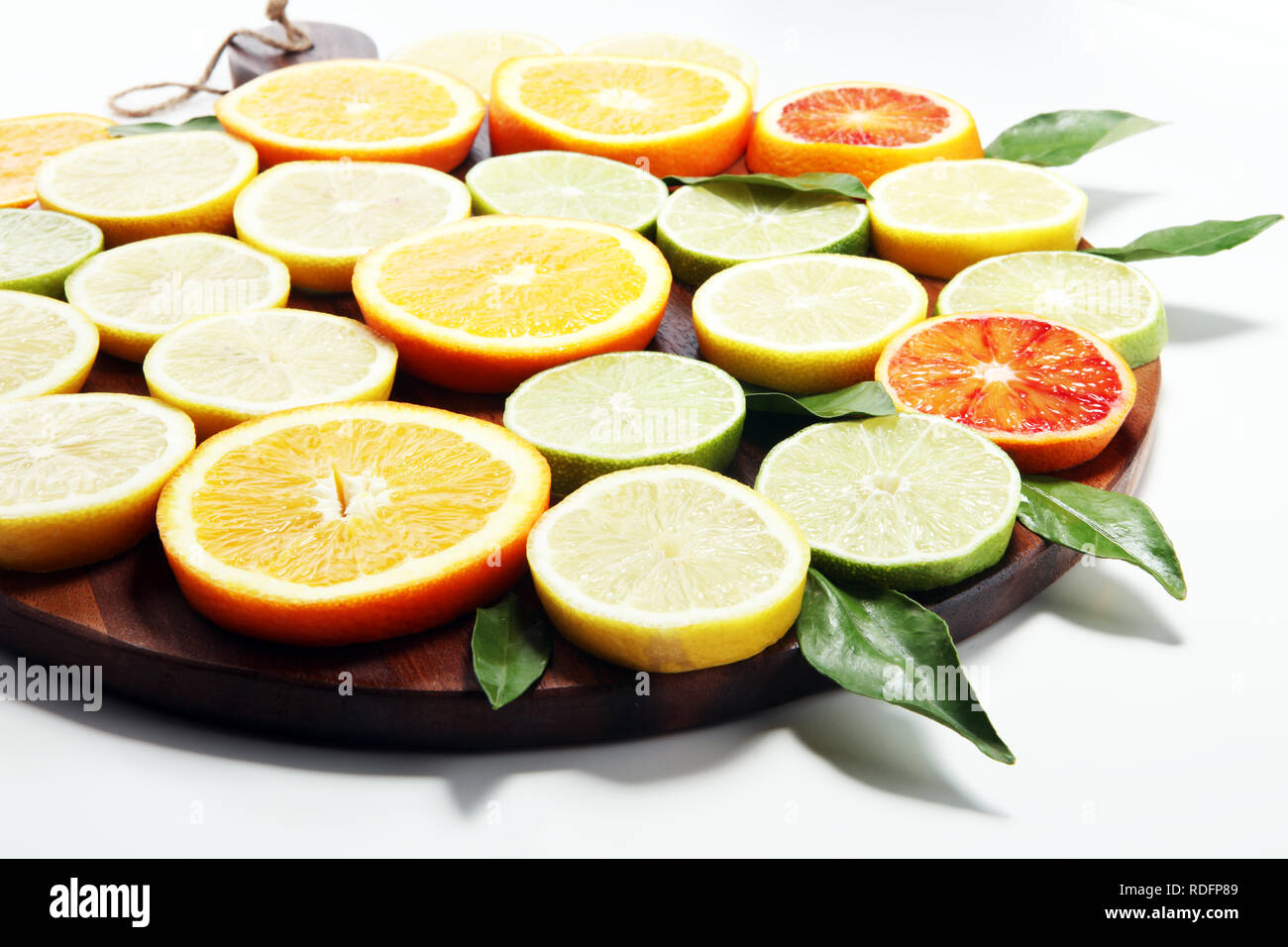 Citrus fruits with orange, lemon, grapefruit and lime on white ...
