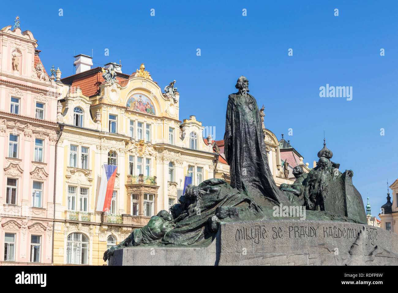 Prague the Jan Hus memorial by Ladislav Šaloun monument in the Old town ...