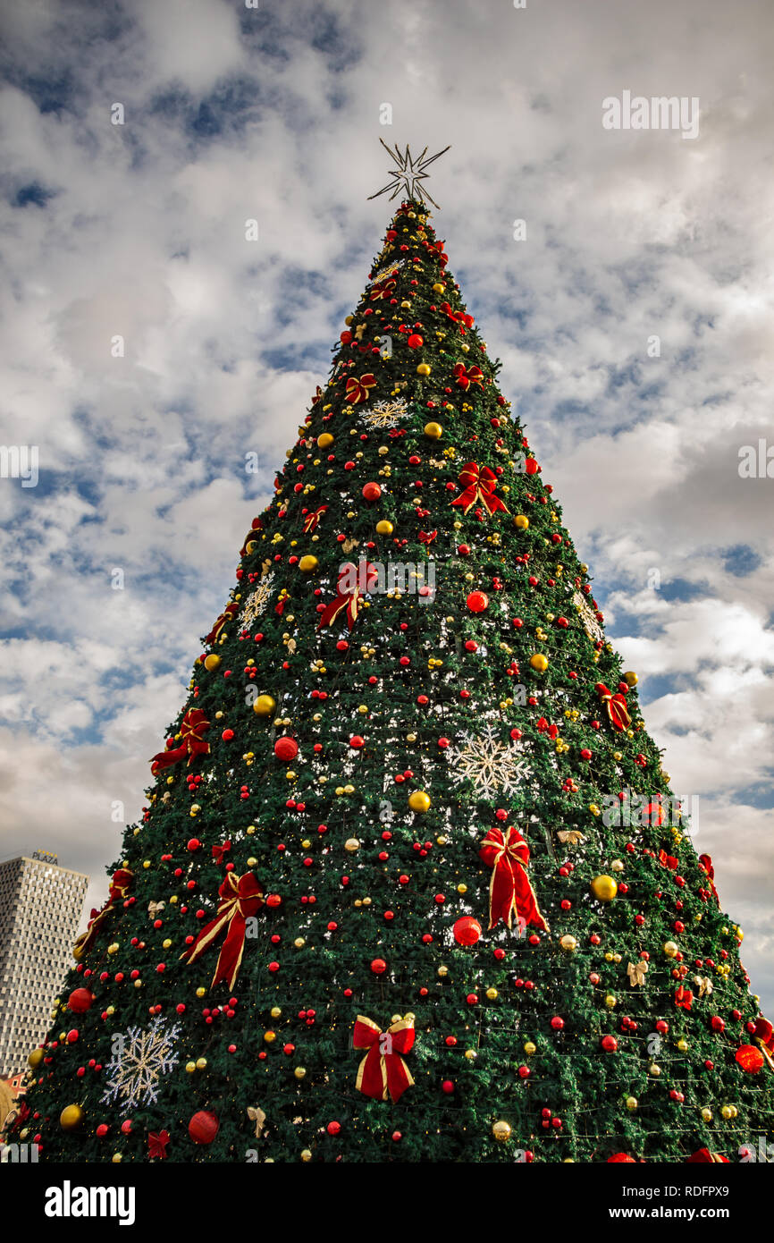 Decorative Christmas tree in Tirana City Center, Albania Stock Photo ...