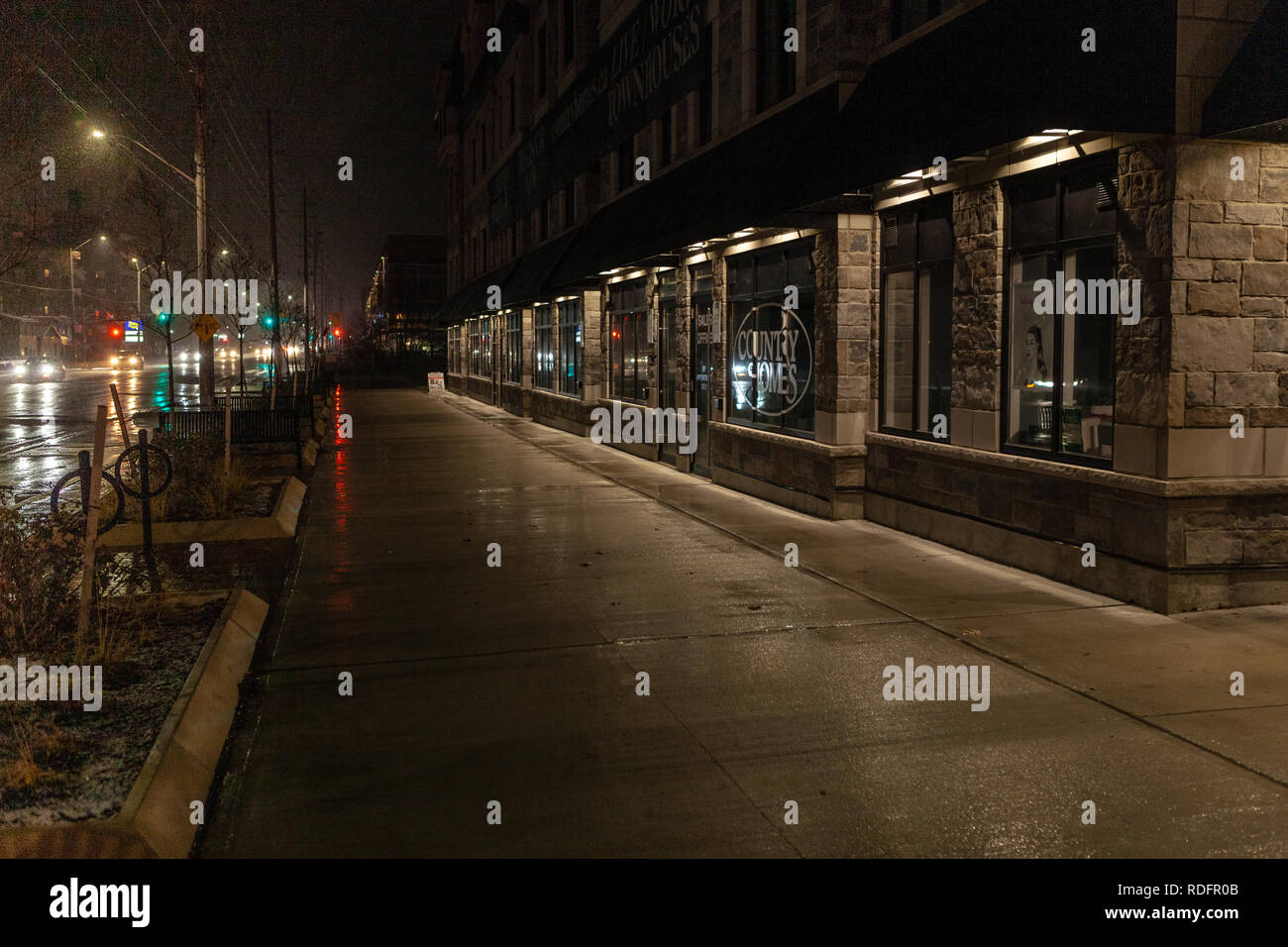 Toronto, CANADA - December 4th, 2019: Dramatic rainy night with empty ...