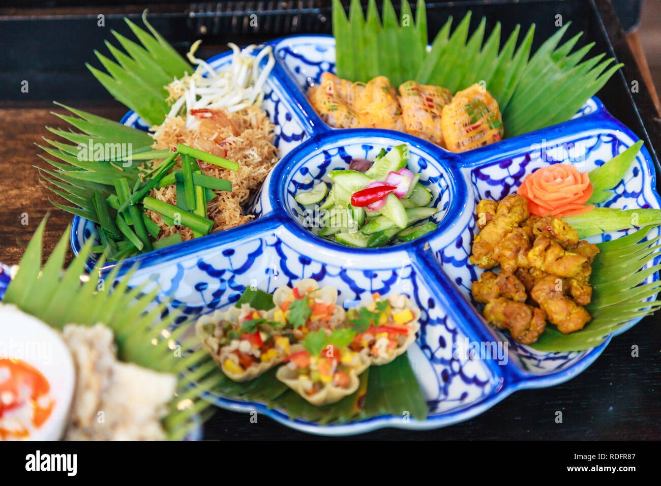 Selective focused Thailand cuisine food platter; Mi krop (Traditional ...