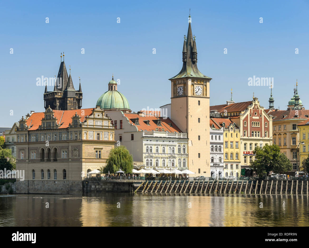 PRAGUE, CZECH REPUBLIC - AUGUST 2018: The Staromestska Vodarna, a ...