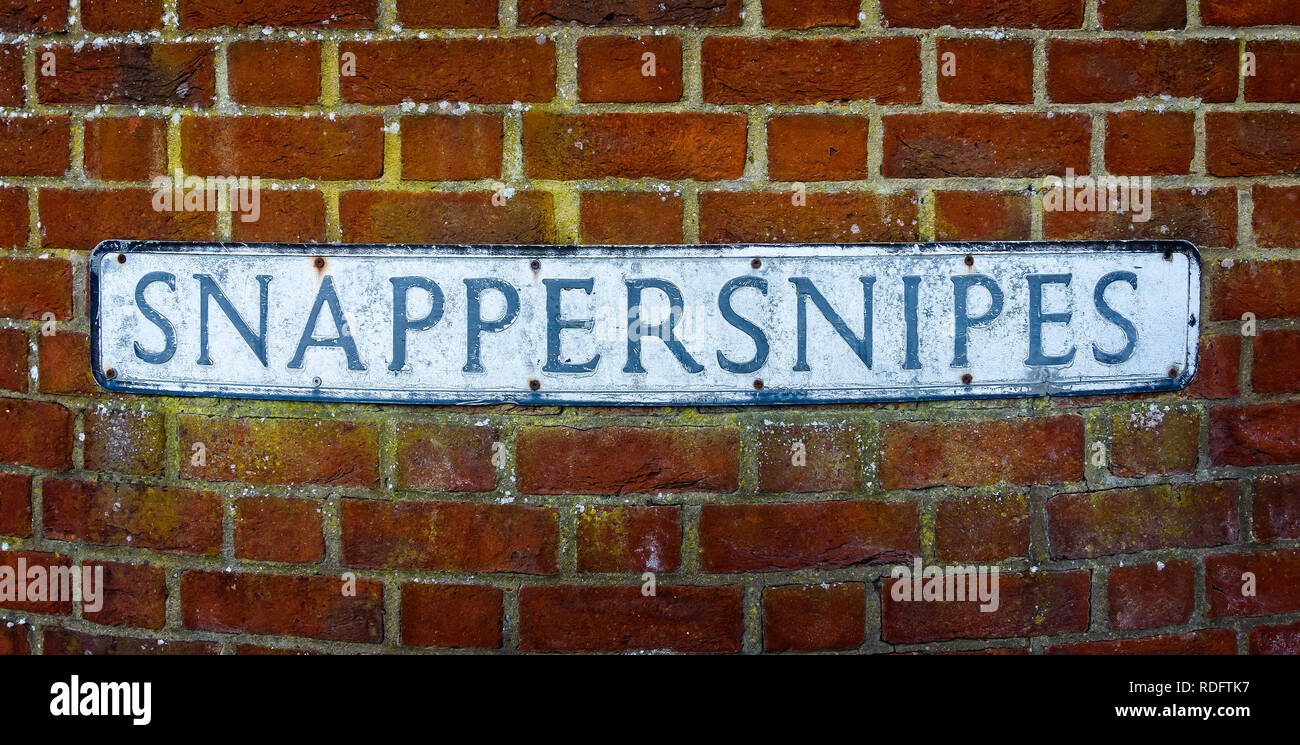 Unusual street name sign - Snappersnipes - in Westbury, Wiltshire, UK ...