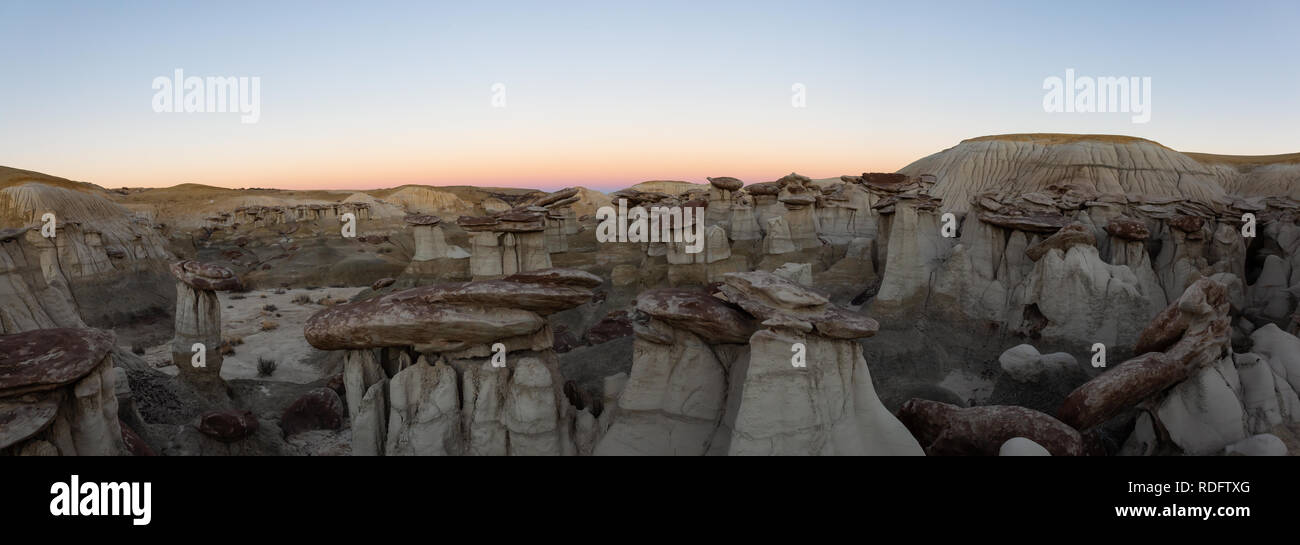 Panoramic landscape view of unique rock formation in the desert of New ...