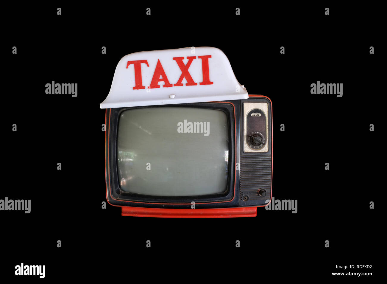 Retro old red TV on background Stock Photo - Alamy