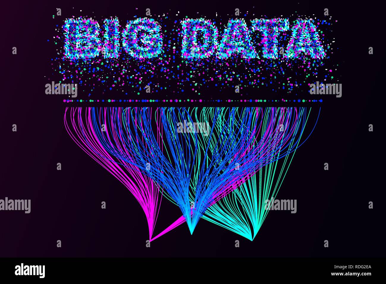 Big data visualization network. Futuristic infographics, 3d wave ...