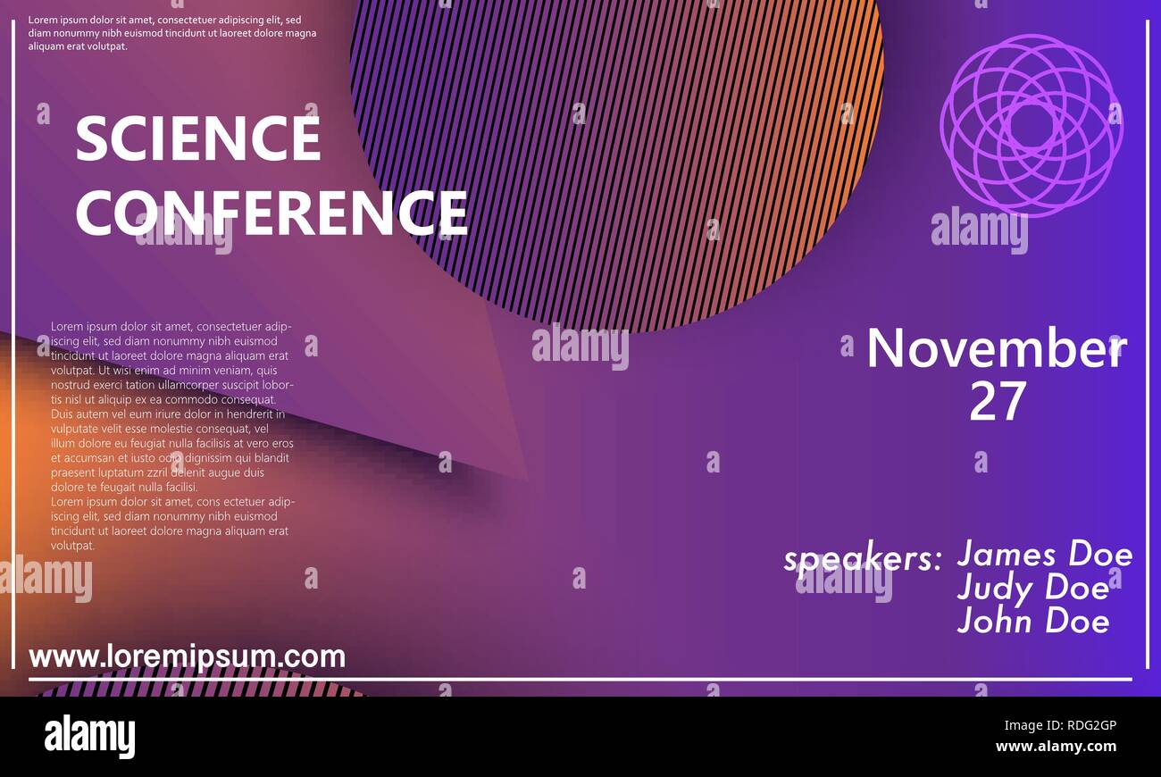 Science conference invitation design template, flyer layout. Geometric ...