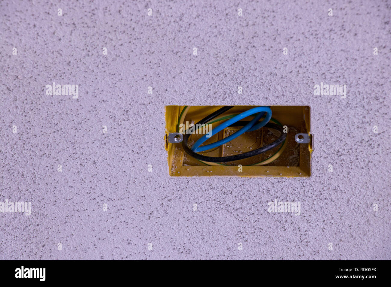 wall with electric cable Stock Photo - Alamy