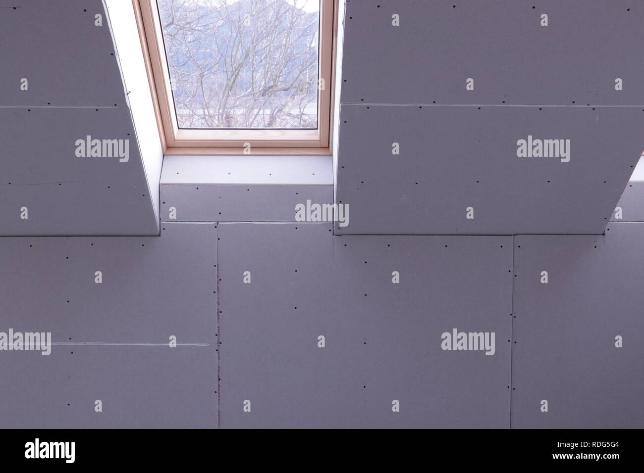 drywall gypsum boards with window Stock Photo - Alamy
