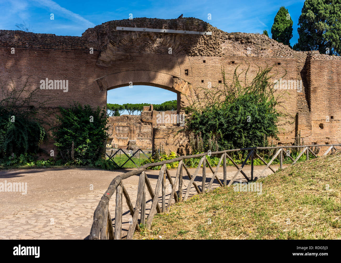 The ancient ruins at the Roman Forum in Rome. Famous world landmark ...