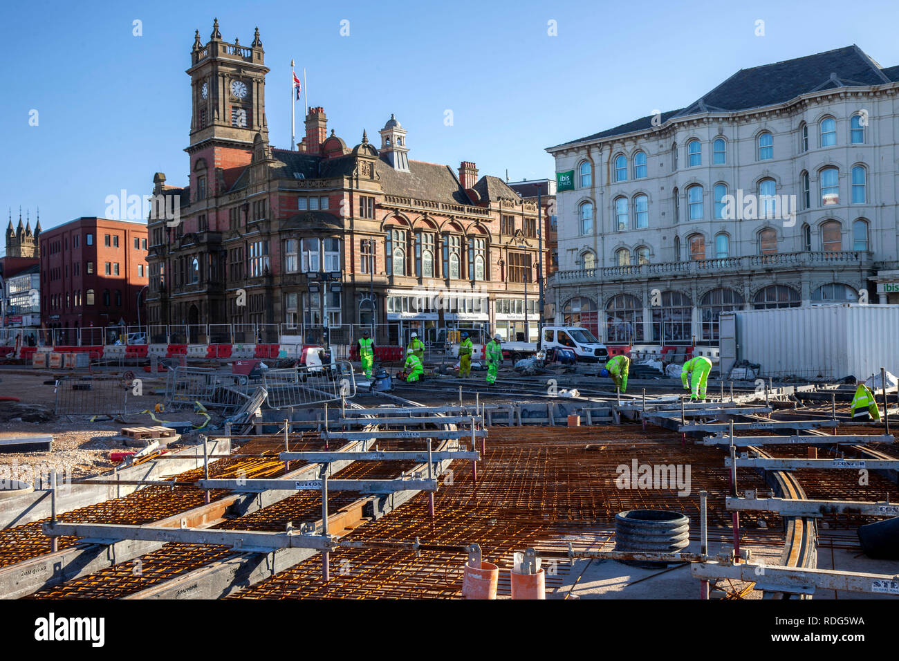 The Blackpool Tramway extension joining the route along the promenade ...