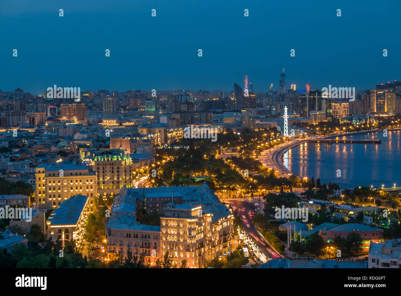Night view baku skyscrapers hi-res stock photography and images - Alamy