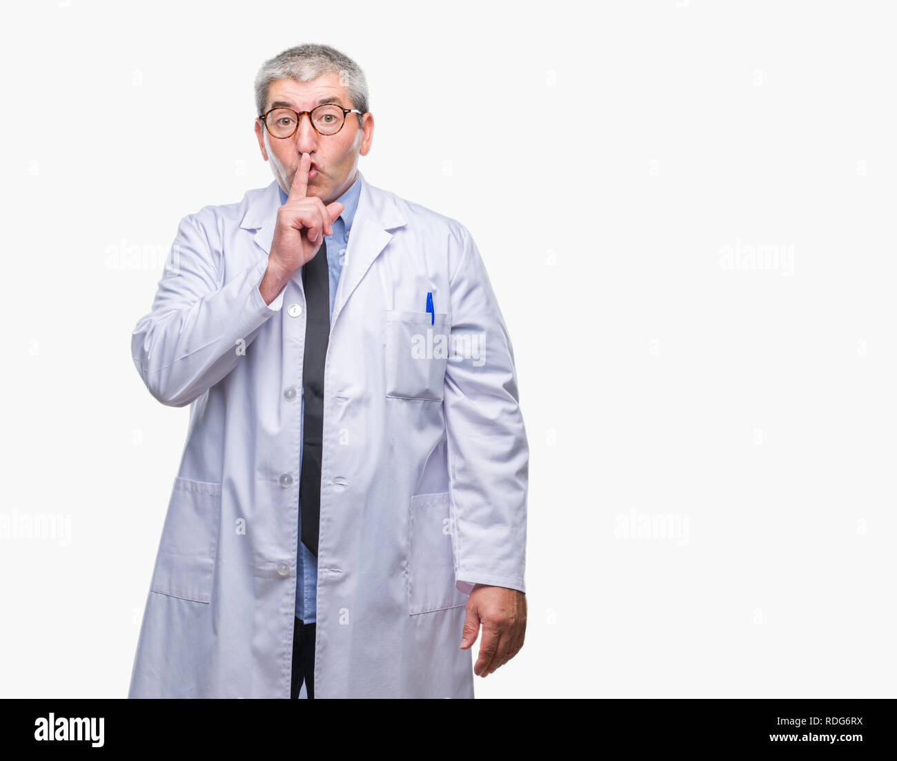 Handsome senior doctor, scientist professional man wearing white coat ...
