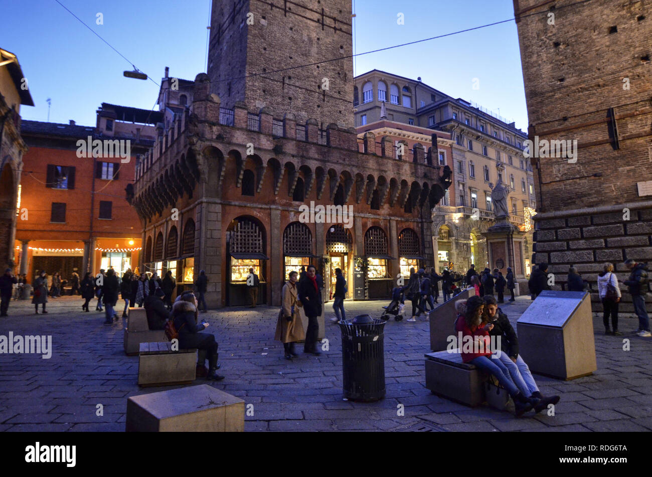 Bologna, Emilia Romagna, Italy. December 2018. Inside the base of the ...