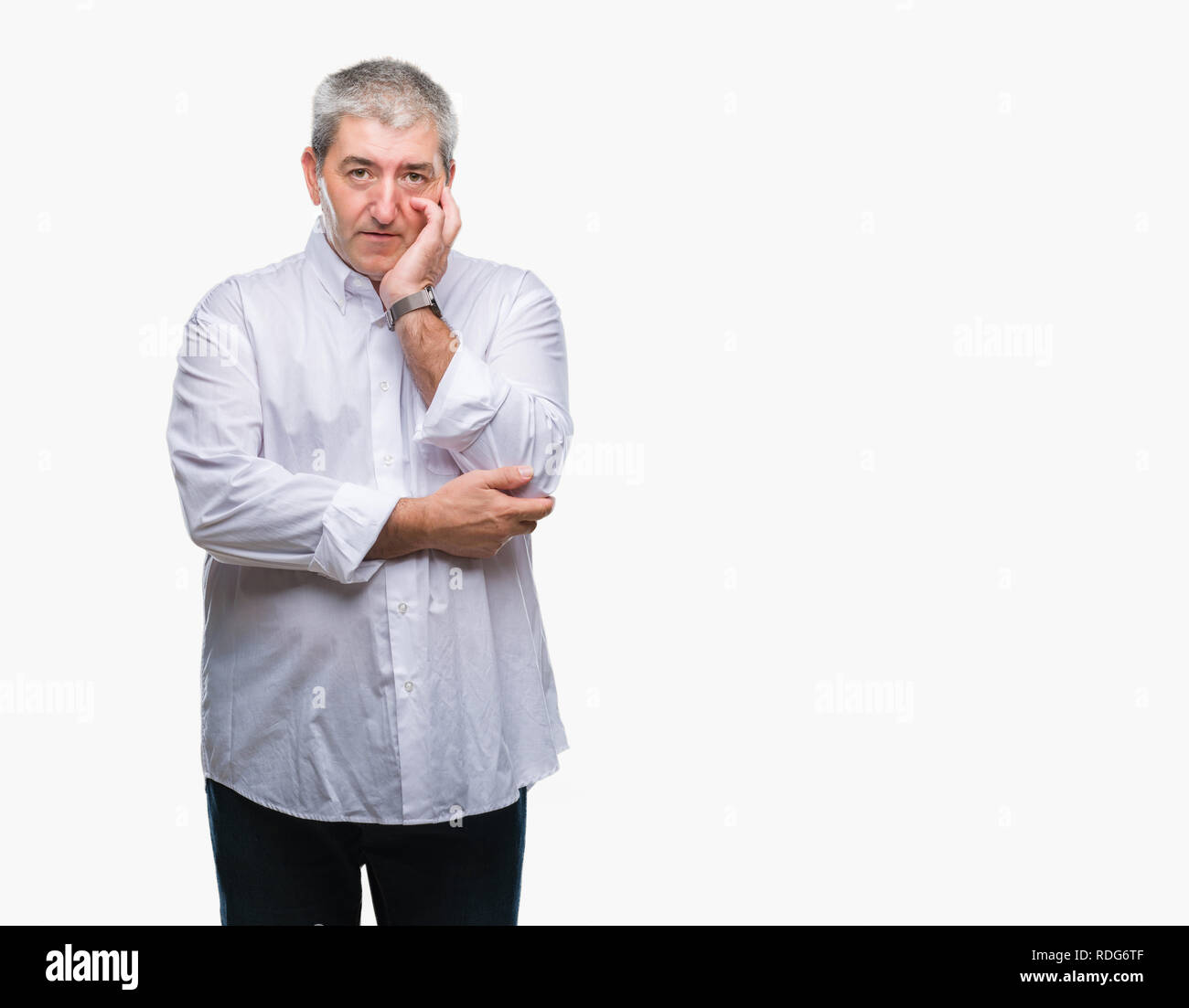 Mature man thinking stress Cut Out Stock Images & Pictures - Alamy