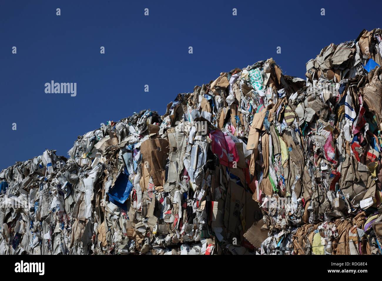 Used paper, stacks of used paper at a recycling yard, paper recycling ...