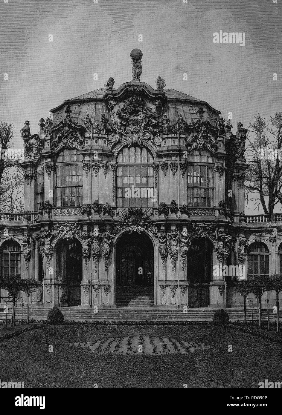 The northwest pavilion of the Zwinger palace in Dresden, Germany, 1890 ...