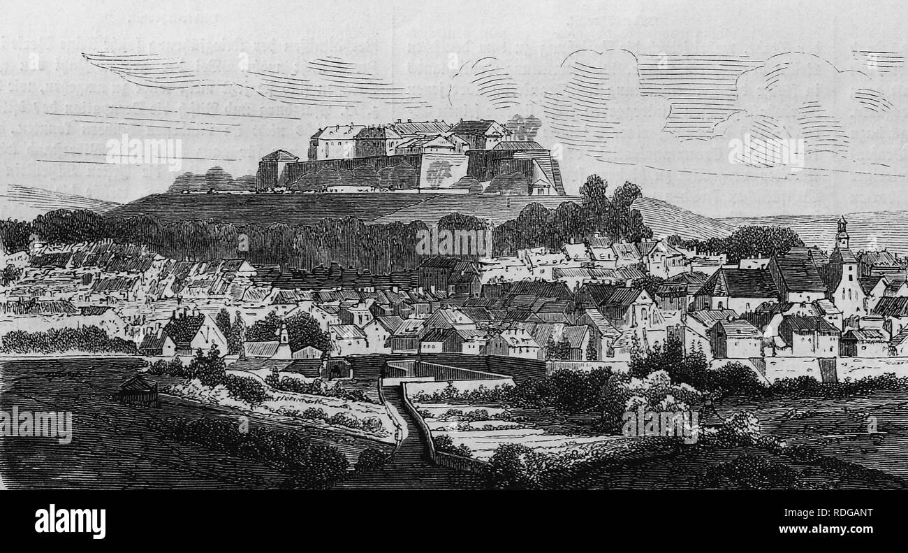 View of the Citadel of Bitche, October 1870, historical illustration ...
