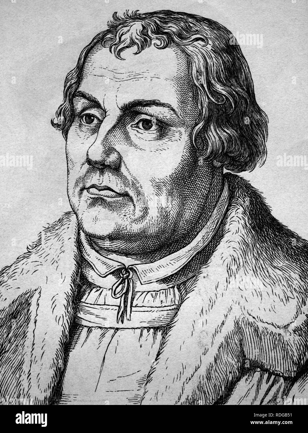 Martin Luther, 1483 - 1546, reformer, portrait, historical illustration ...