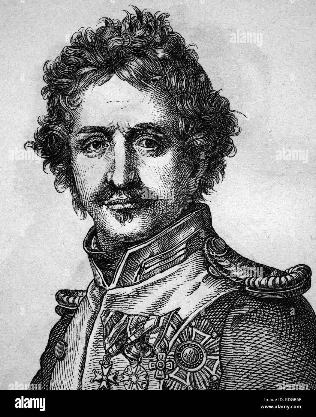 Ludwig I, King of Bavaria, portrait, historical illustration, 1880 ...